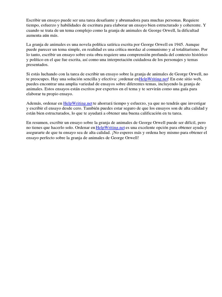 Ensayo Sobre La Granja de Animales de George Orwell | PDF