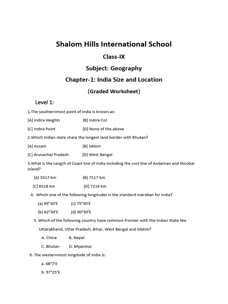 Class 9 ch1 India Size and Location GWS Autosaved | PDF | Indian Ocean ...