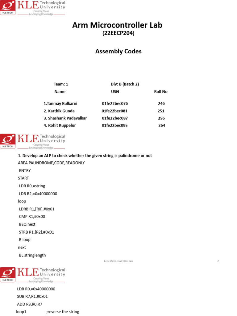 Arm Assembly Codes | PDF | Computer Architecture | Computer Engineering