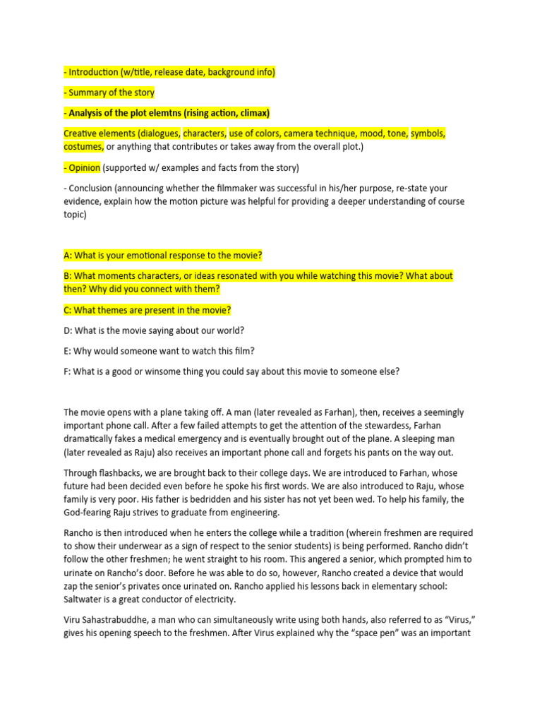 English Movie Review | PDF | Plot (Narrative)