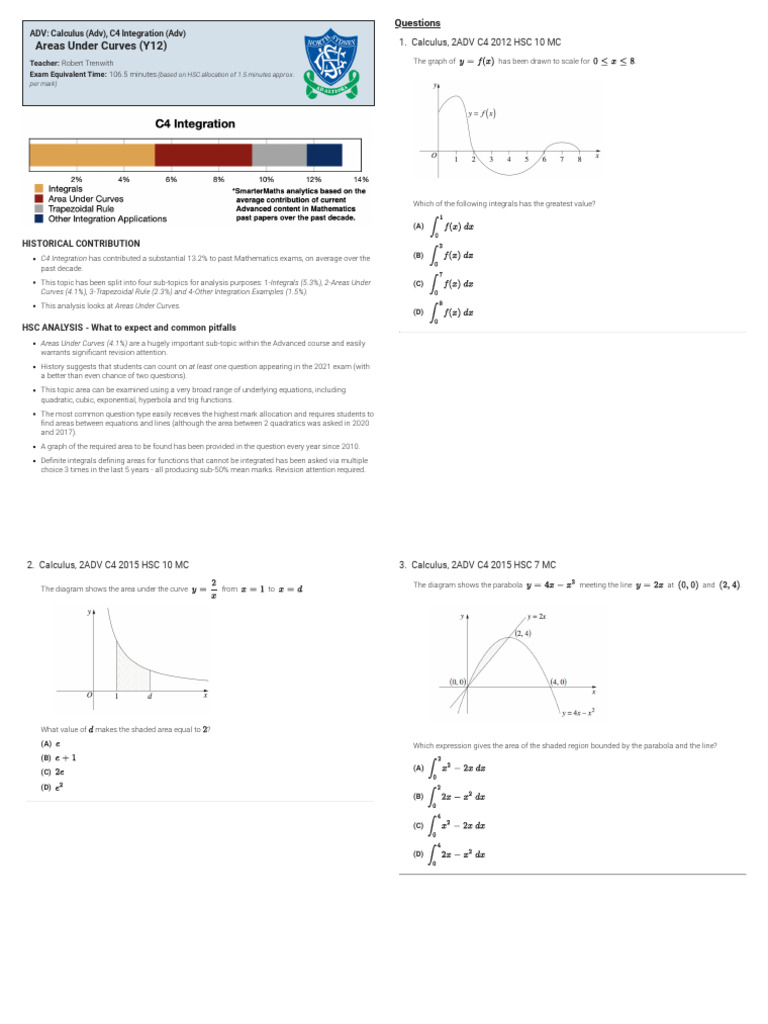16 Integration 2.1 - Area Under Curves 1 | PDF | Integral | Area