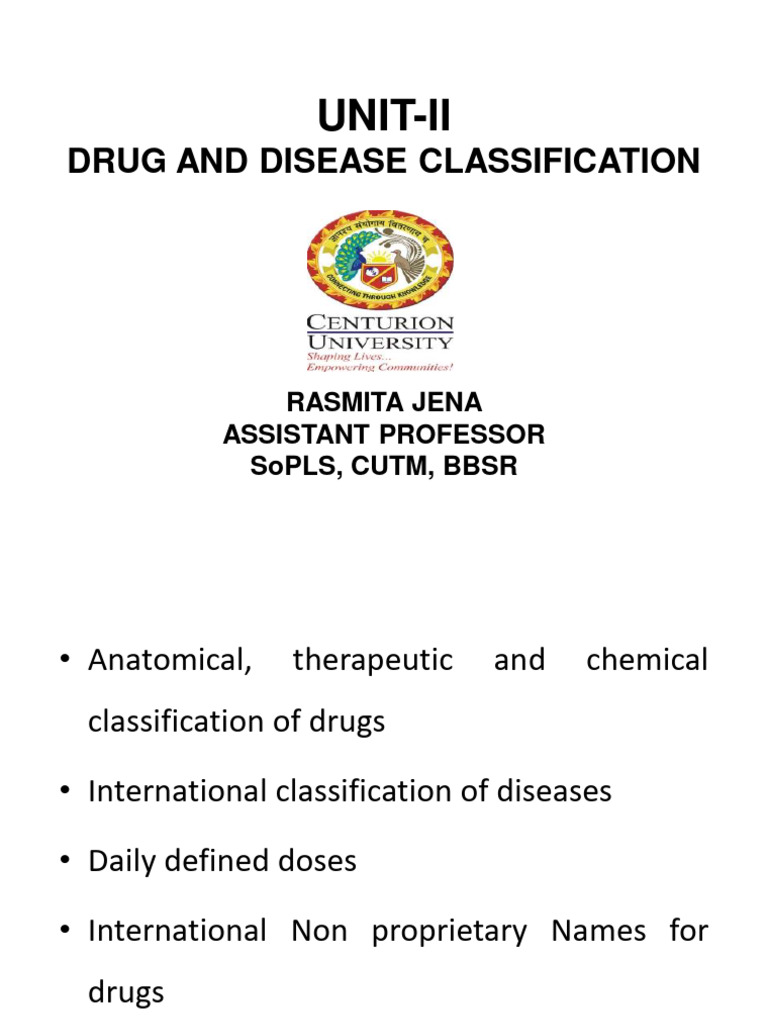 Unit-Ii: Drug and Disease Classification | PDF | Pharmacology | Health ...