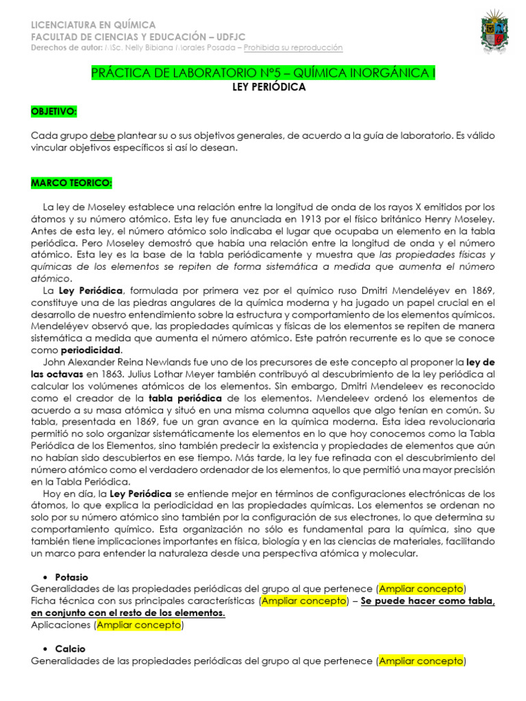P5-Ley Periodica-QI1 1 | PDF | Química | Tabla periódica