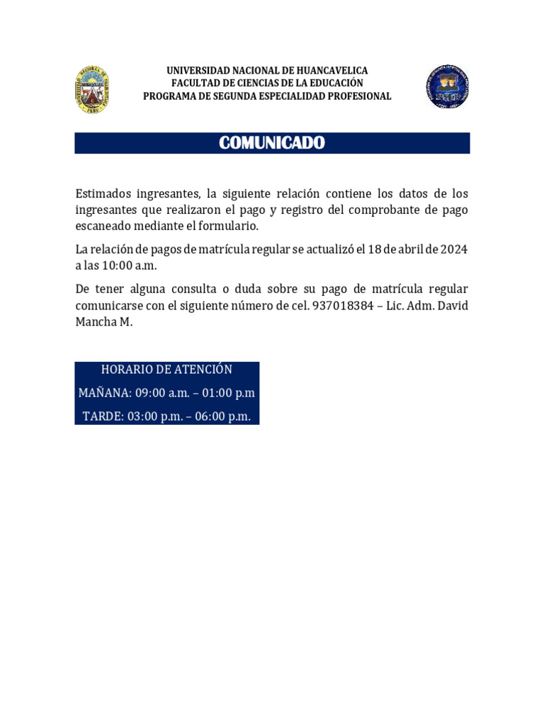 Psep - Matrícula Regular I Semestre | PDF | Educación primaria