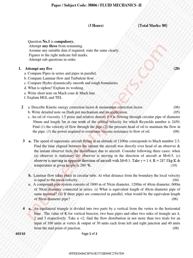 Se-Civil Sem4 FM2 Dec18 | PDF | Viscosity | Triangle
