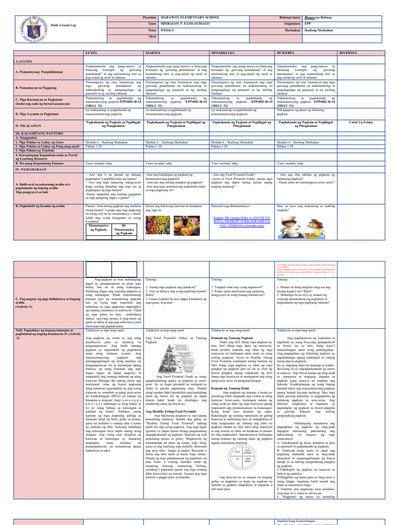 Epp 4 Q3 W6 DLL | PDF
