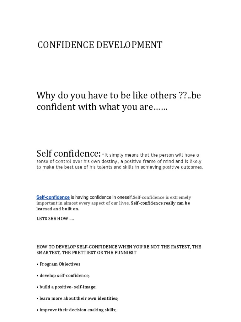 Developing Self-Confidence Through Positive Self-Image, Risk-Taking ...