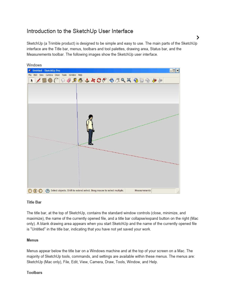part-01_Introduction-to-the-SketchUp-User-Interface | PDF | Window (Computing) | Sketch Up
