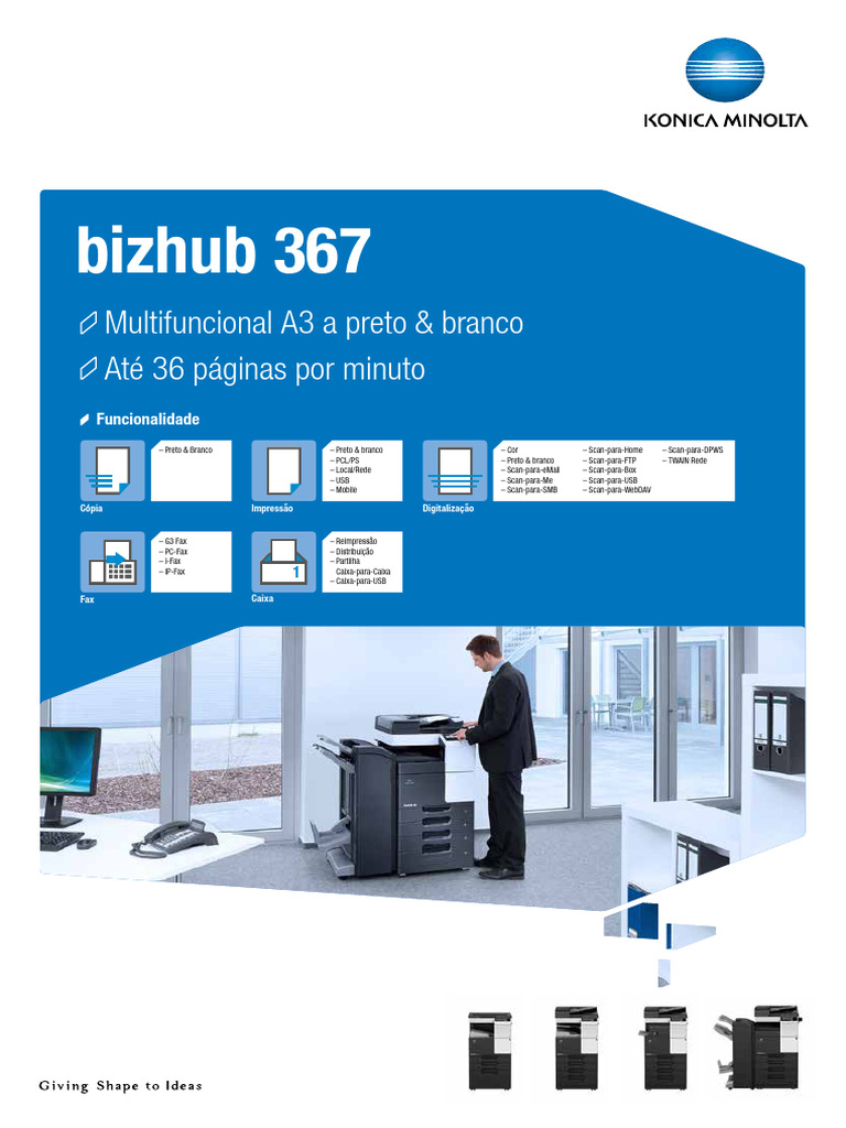 FICHA TECNICA Bizhub 367 PDF | Download grátis PDF | USB | Rede de computadores