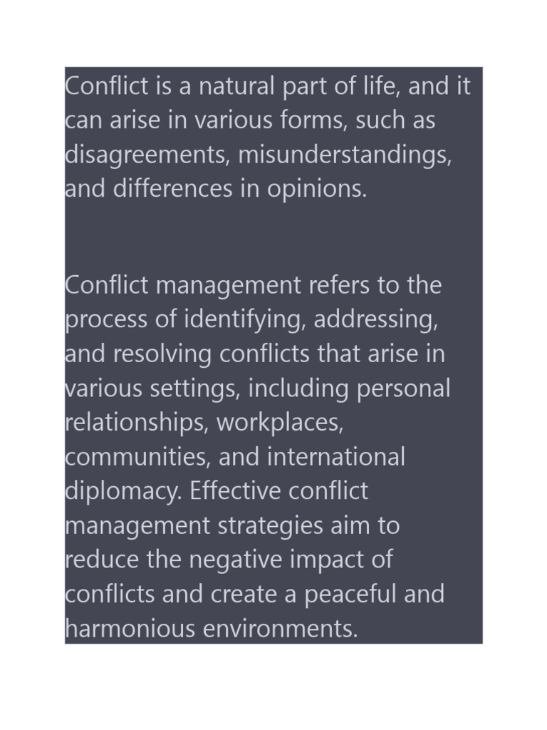 Conflict Management | PDF | Negotiation | Forgiveness