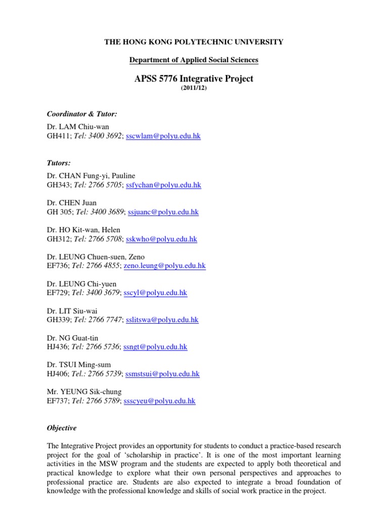 MSW Integrative Project Outline 2011 | PDF | Field Research | Literature Review