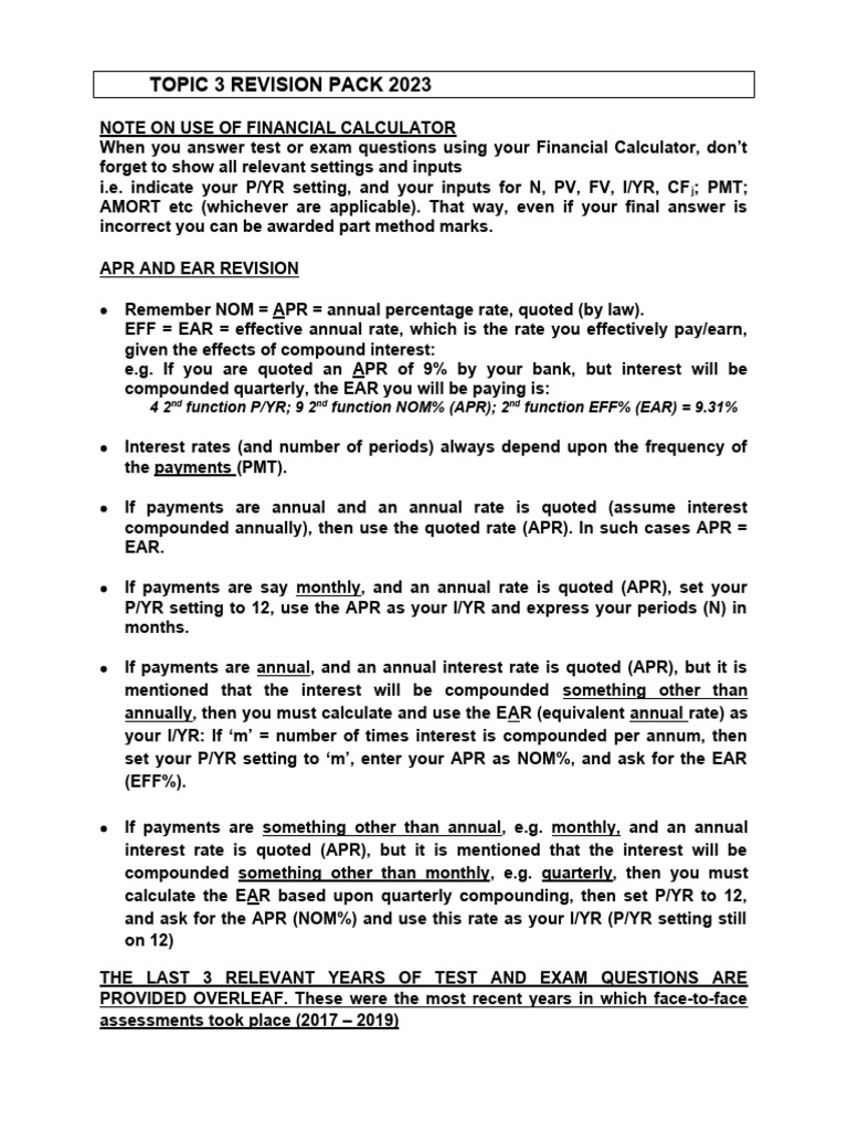 Topic 3 Revision Pack | PDF | Bonds (Finance) | Present Value