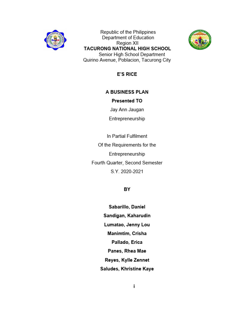 Sample BUSINESS PLAN Entrep | PDF | Pricing