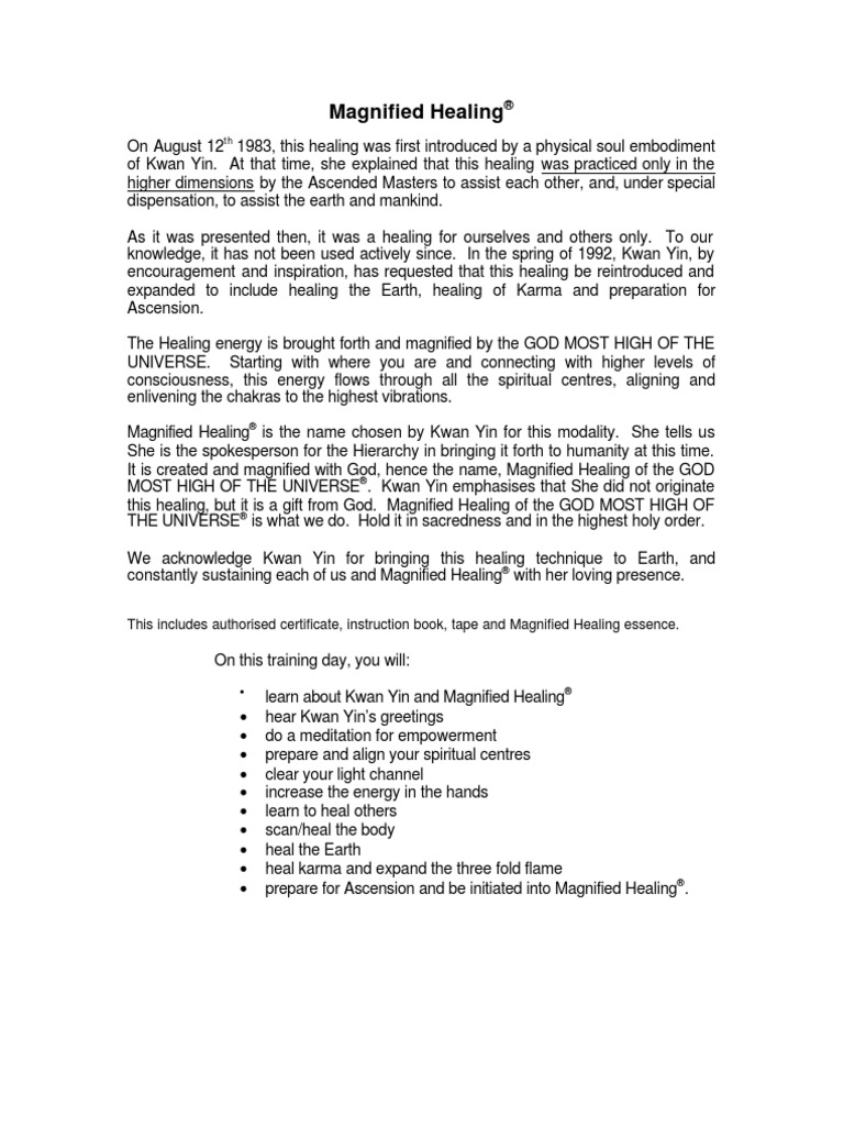 Magnified Healing: This Includes Authorised Certificate, Instruction ...