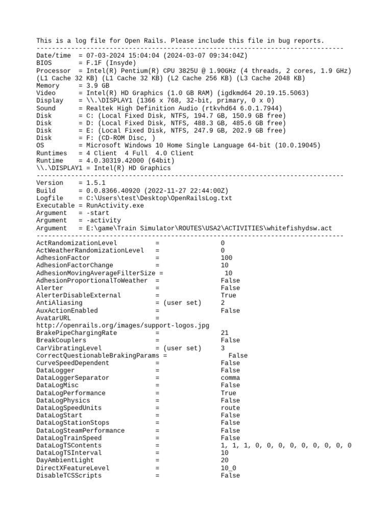 Open Rails Log | PDF | Cpu Cache | Computer Engineering