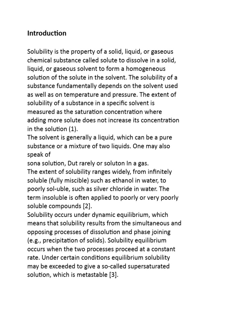 Understanding Solubility in Chemistry | PDF | Solubility | Homogeneous ...