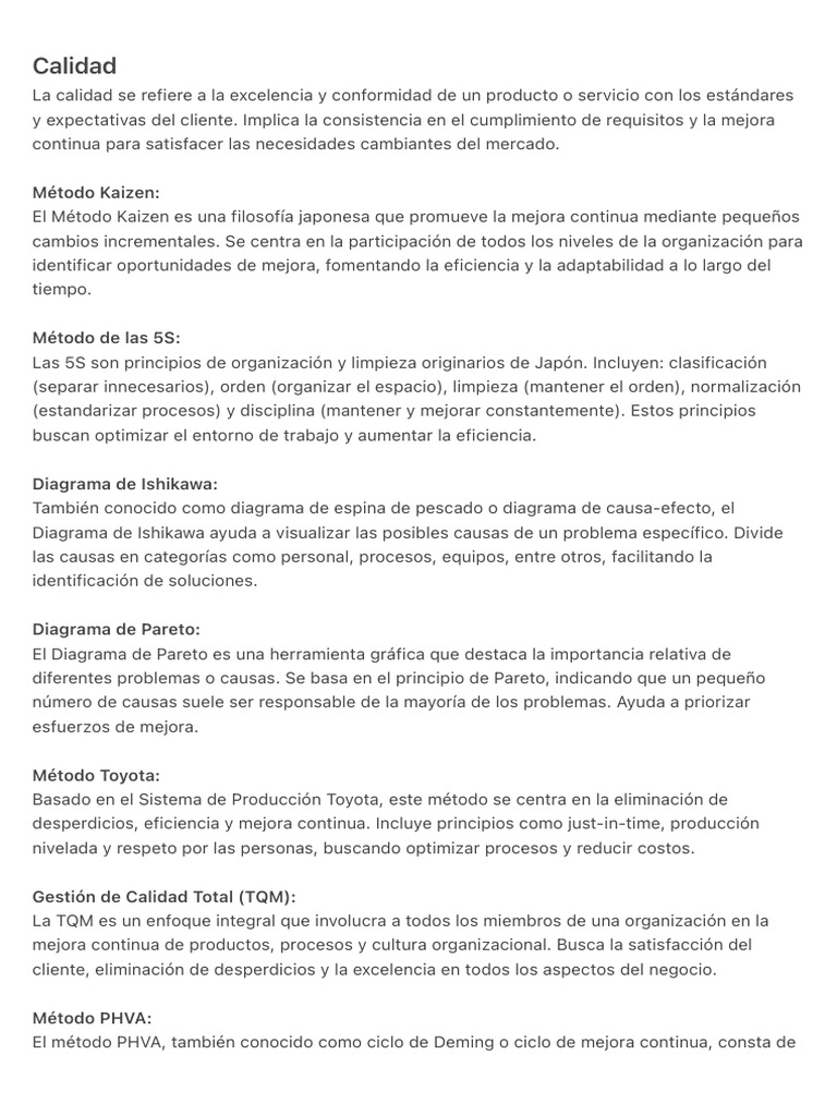 Calidad | PDF | Lean Manufacturing | Calidad (comercial)