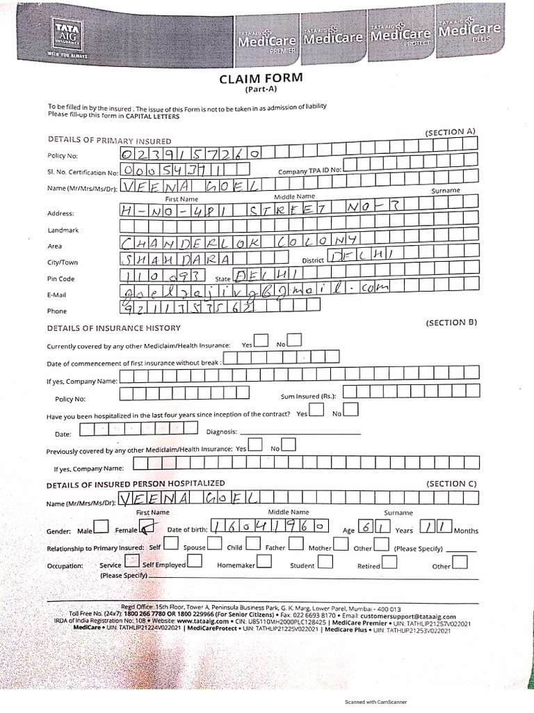 Ambulance Claim - INR 2500 | PDF