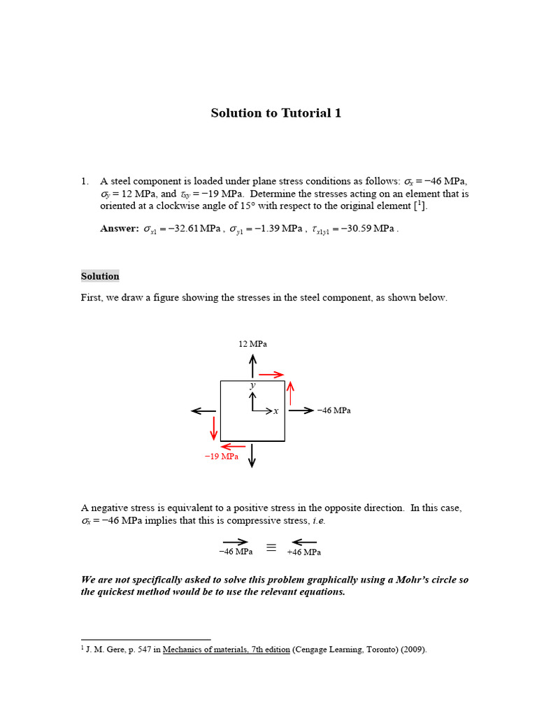 Tutorial_01_solution-2023 | PDF | Deformation (Mechanics) | Classical Mechanics