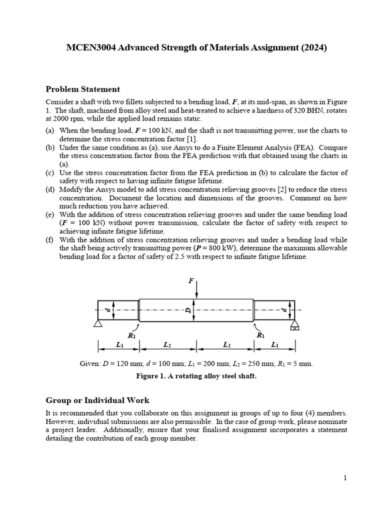 MCEN3004 Advanced Strength of Materials Assignment (2024) : Problem ...