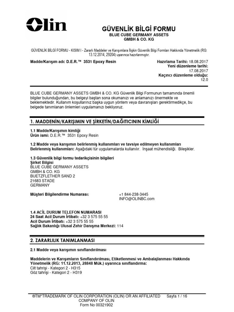 Der 3531 MSDS TR | PDF