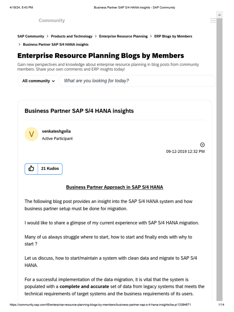 SAP S/4 HANA Business Partner Insights | PDF | Enterprise Resource ...