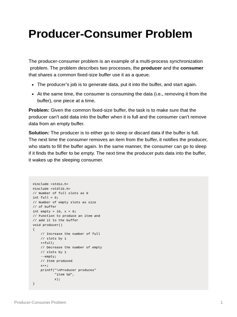 Producer-Consumer Problem Updated | PDF | Concurrent Computing | Concurrency (Computer Science)