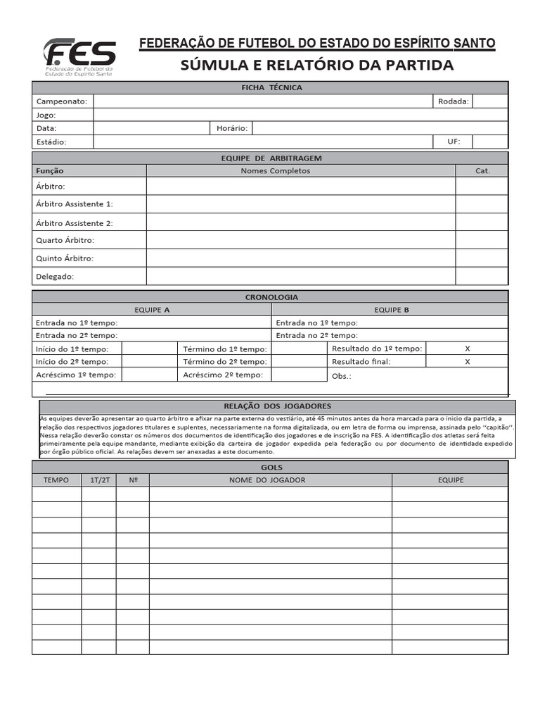 Modelo Súmula Profissional | Download grátis PDF | Futebol | Juiz ...