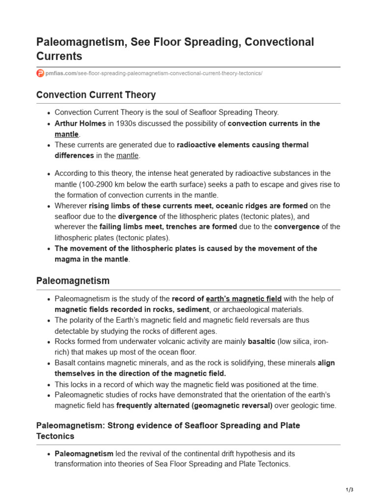 Paleomagnetism See Floor Spreading Convectional Currents | PDF | Plate ...