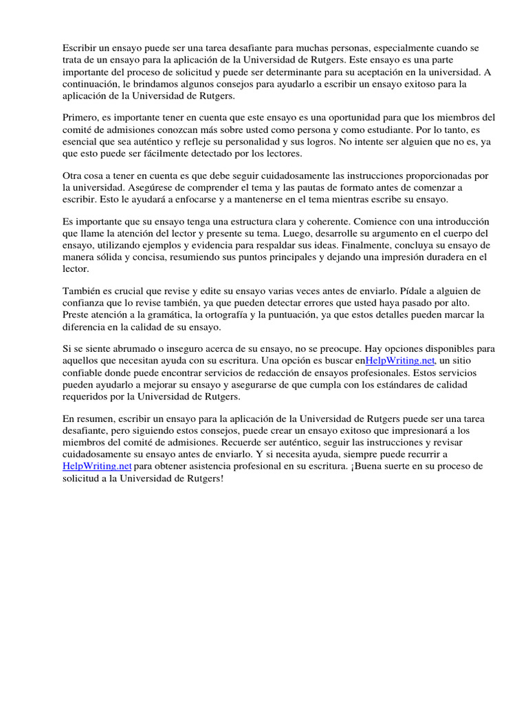 Cómo Escribir Un Ensayo Para La Aplicación de La Universidad de Rutgers ... Cómo Escribir Un Ensayo Para La Aplicación de La Universidad de Rutgers ...