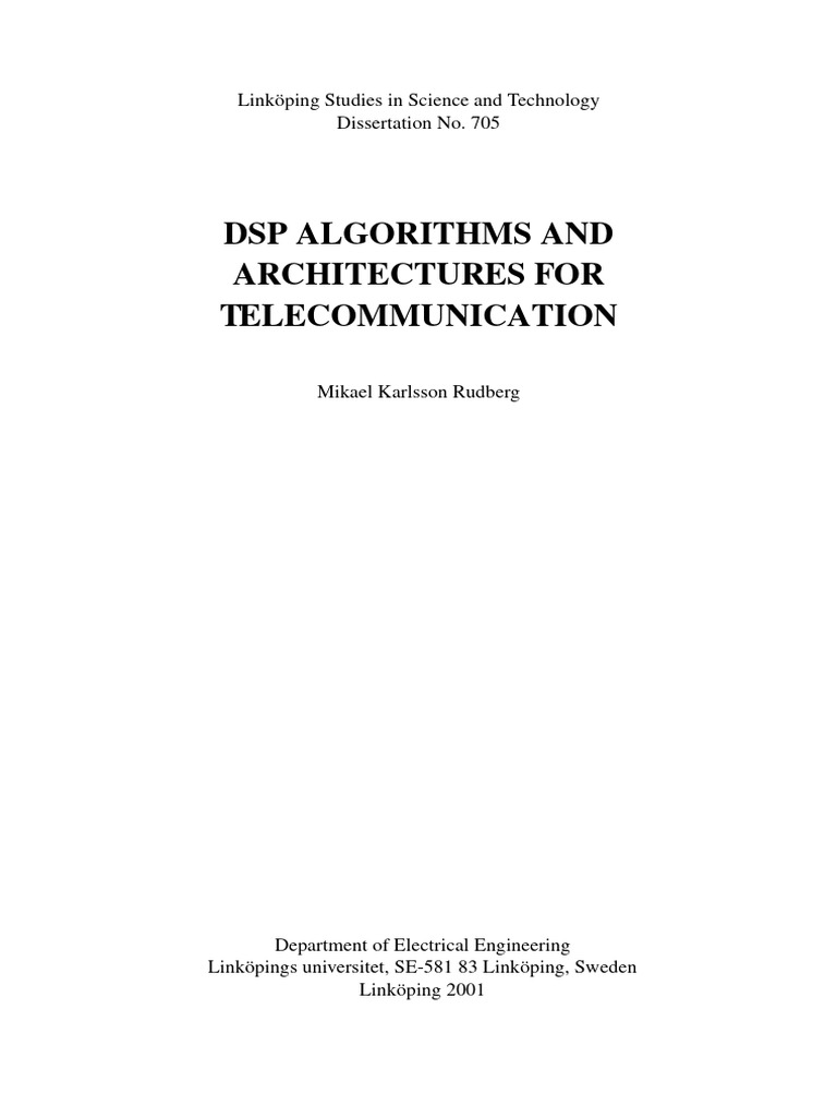 DSP Algorithm Arch., For Tele Comm. | PDF | Data Compression | Orthogonal Frequency Division ...