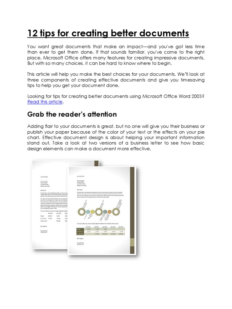 12 Tips For Creating Better Documents | PDF | Page Layout | Microsoft Word