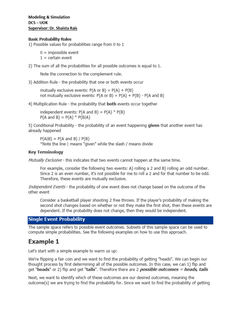 Basic Probability Rules | PDF | Probability | Computer Simulation
