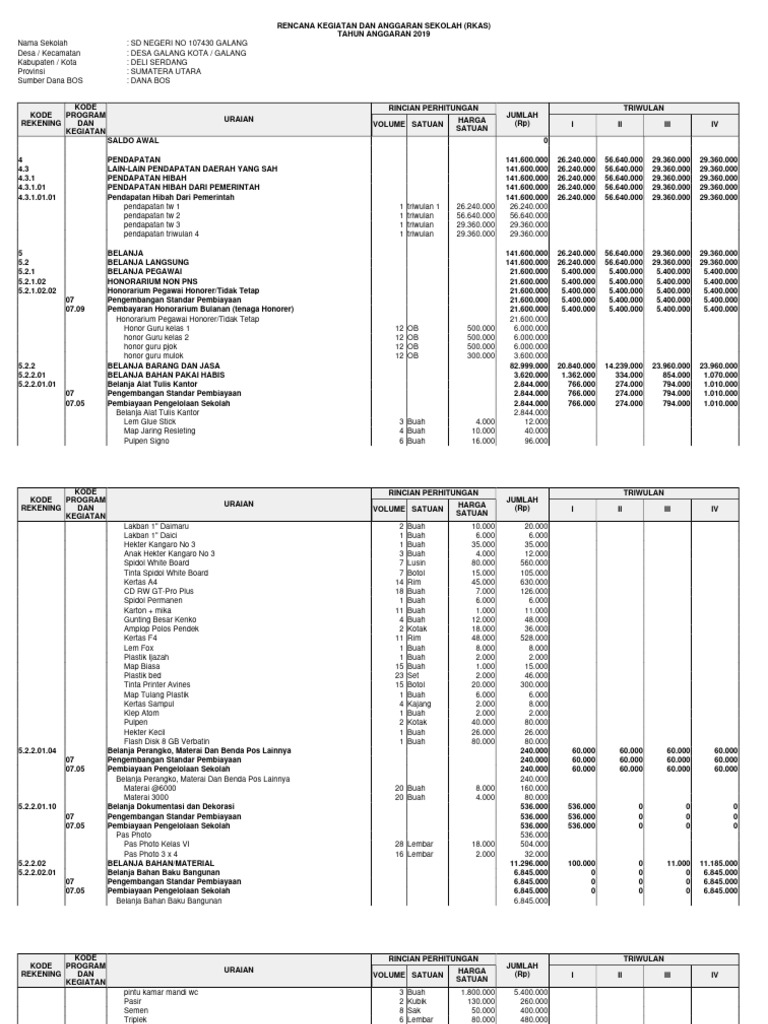 RKAS SD Negeri 107430 Galang 2019 | PDF