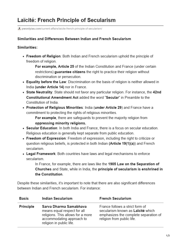 Laïcité French Principle of Secularism | PDF | Secularism | Justice