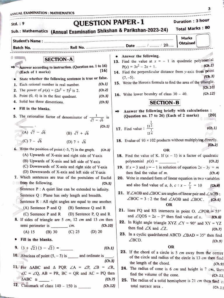 Vraj STD 9 Maths | PDF | Area | Circle