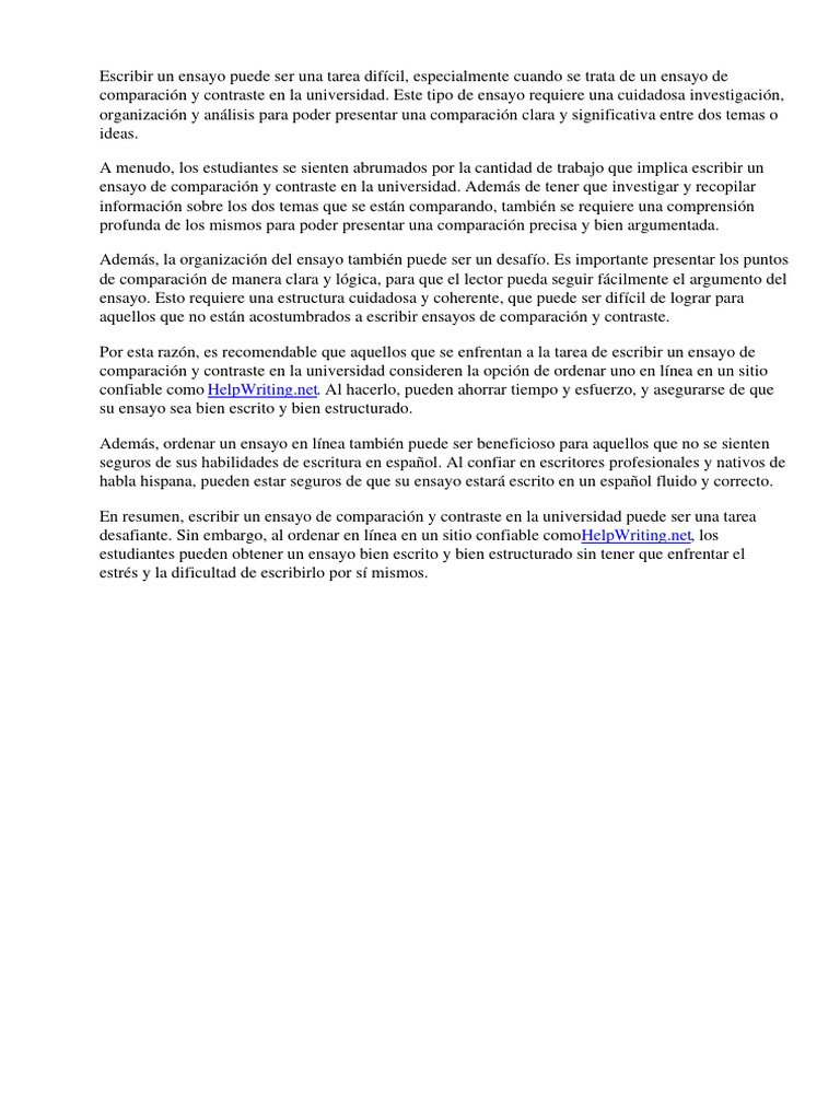 Ensayo Comparativo Universitario: Guía y Ayuda | PDF | Ensayos ...