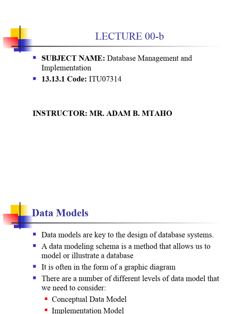 LECTURE 00 B | PDF | Conceptual Model | Relational Database