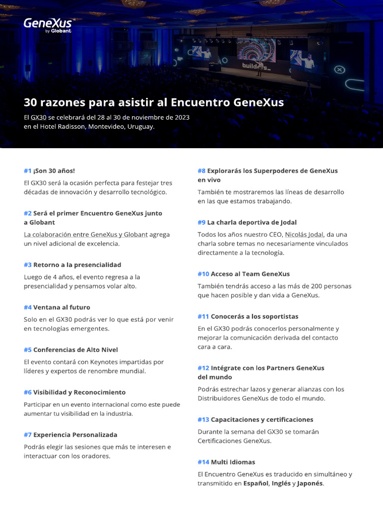 Celebrando 30 Años de GeneXus en el GX30 | PDF