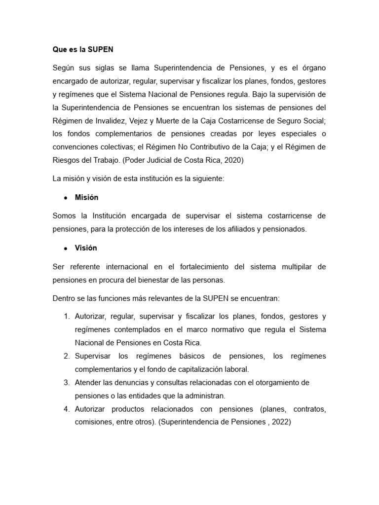 Que es la SUPEN | PDF | Pensión | Jubilación
