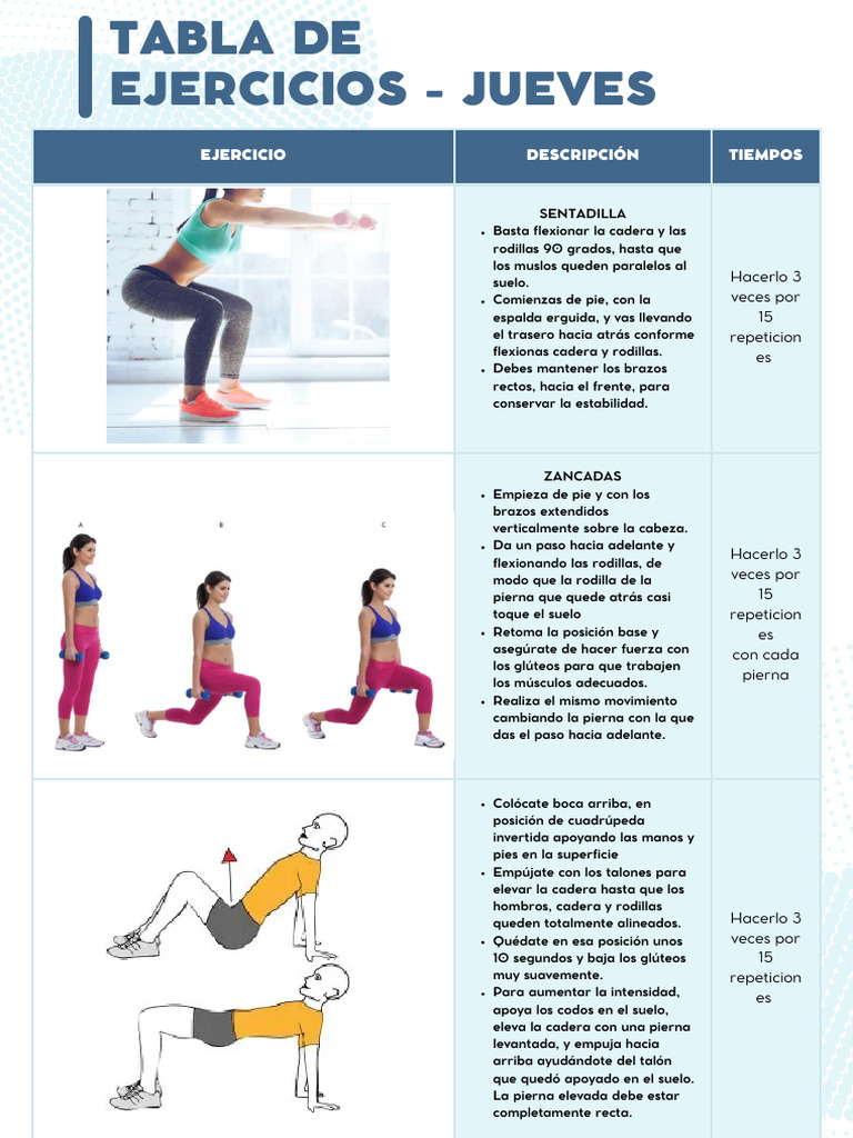Rutina de Sentadillas y Zancadas | PDF | Salud y bienestar