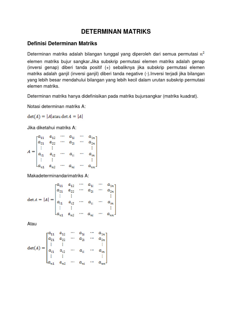 Cara Hitung Determinan dan Invers Matriks | PDF
