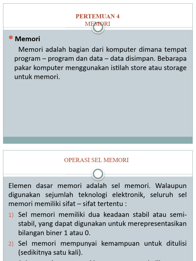 Pertemuan 4 Memori | PDF | Teknologi & Rekayasa