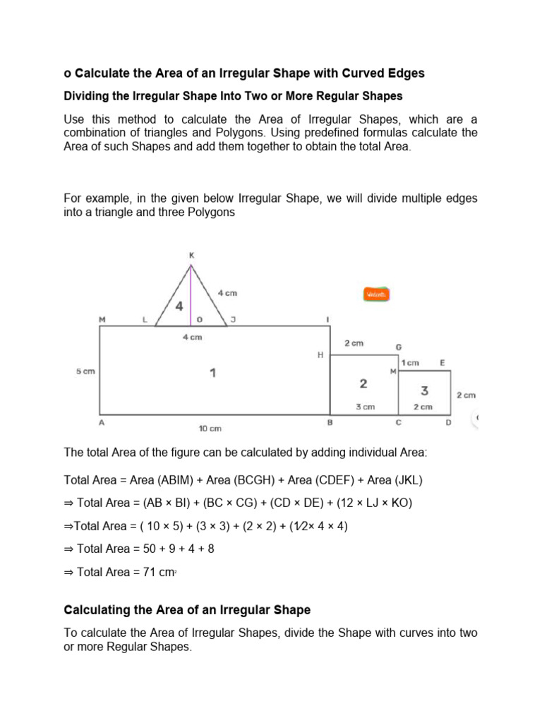 O Calculate The Area of An Irregular Shape With Curved Edges | PDF