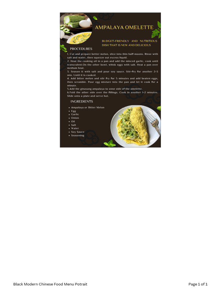 Black Modern Chinese Food Menu Potrait - 20240201 - 195333 - 0000 | PDF
