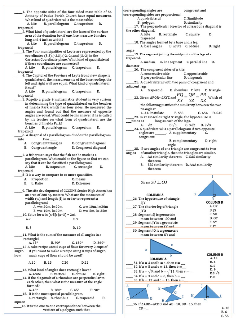 Sample Questions | PDF | Geometry | Classical Geometry