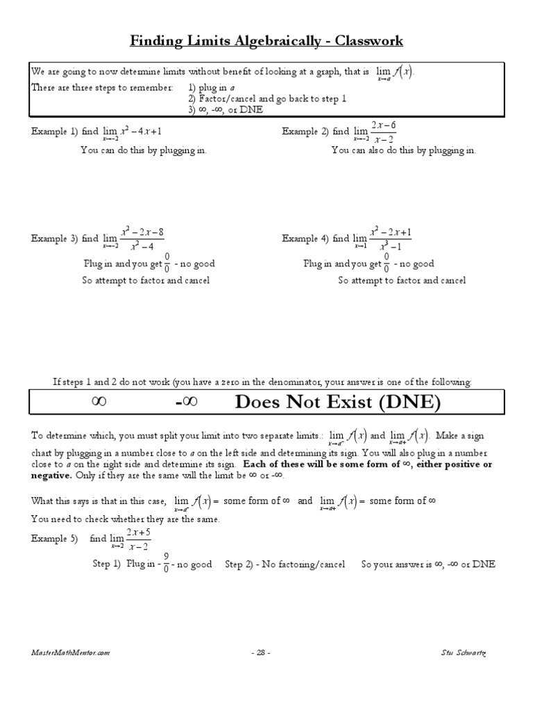 Finding Limits Algebraically | PDF | Fraction (Mathematics) | Mathematical Concepts