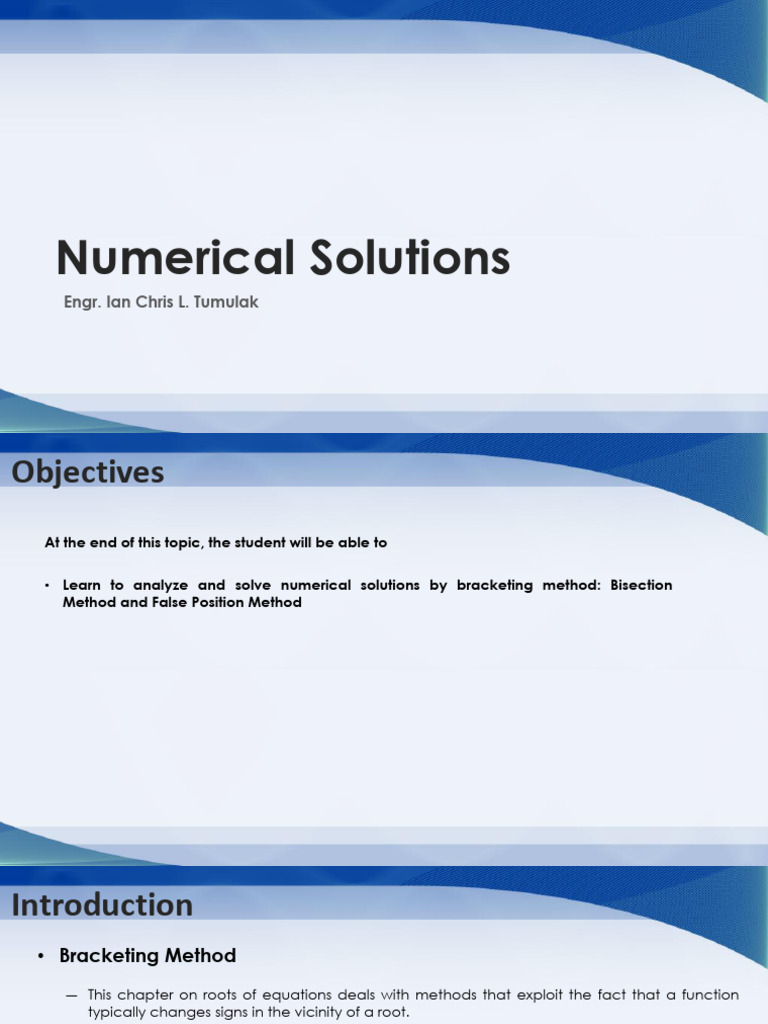 Numerical Solutions: Bisection & Roots | PDF
