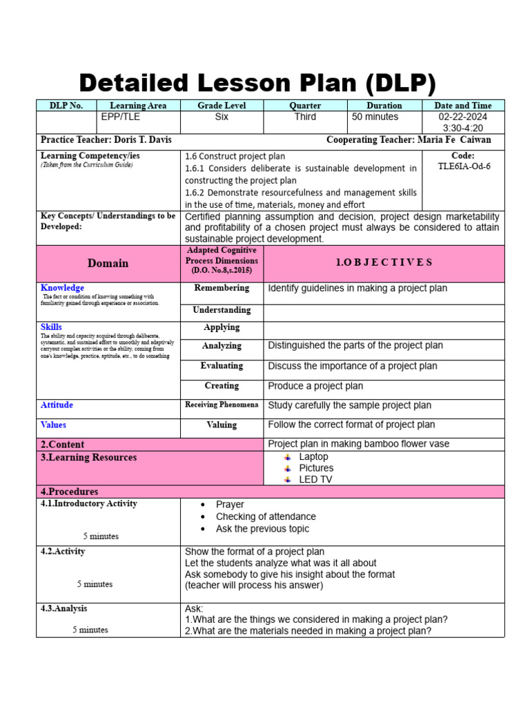 DLP For Demo Final | PDF | Learning | Knowledge