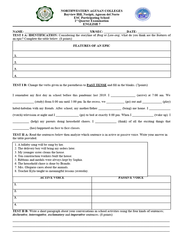 1st Quarter - ENGLISH | PDF | Linguistic Morphology | Grammar